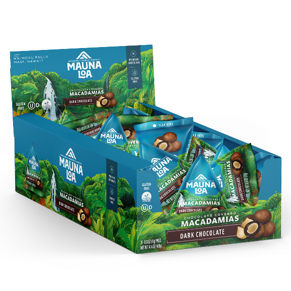 Dark Chocolate Covered Macadamia Nuts | 24 Mini Packs — Mauna Loa ...